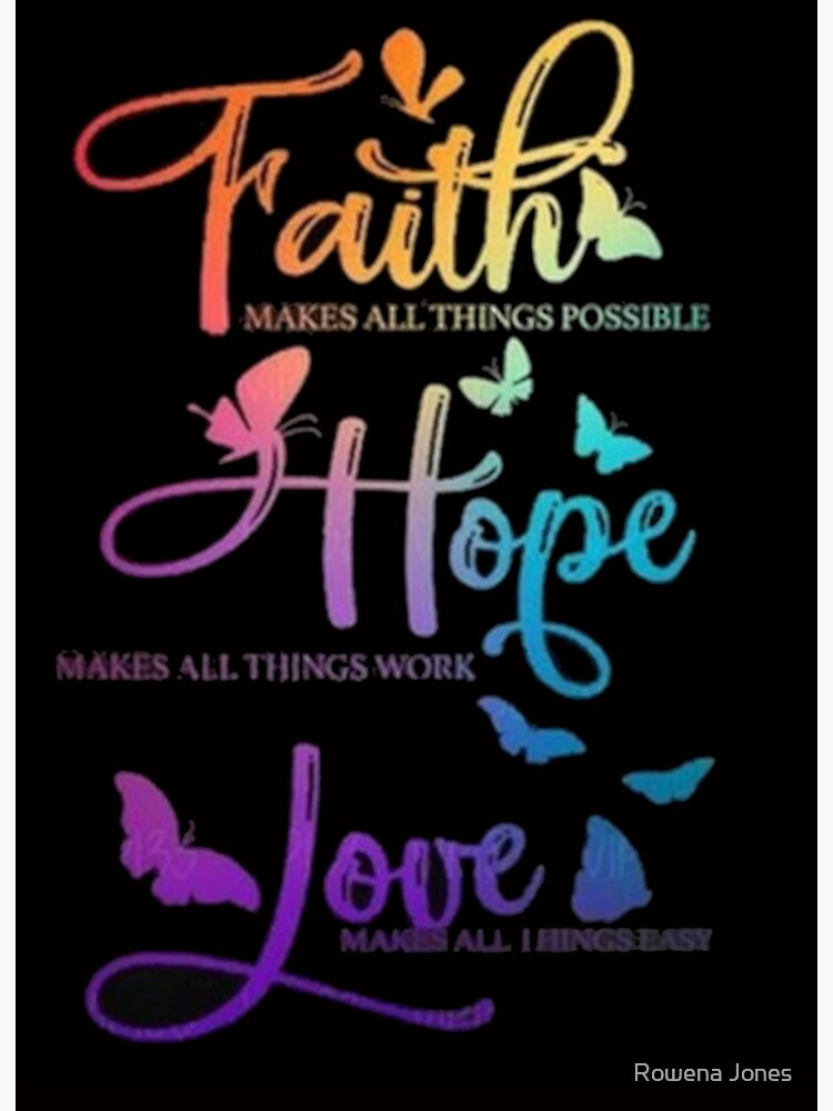"Faith Hope Love Three Powerful Words With Butterflies" Art Board Print ...