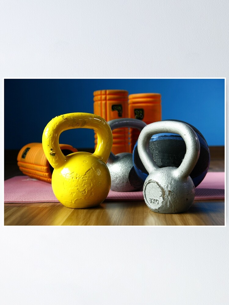 "Colorful gym equipment and weights" Poster by junpinzon | Redbubble