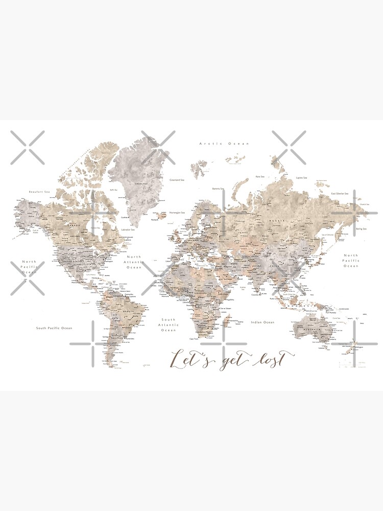"Let's get lost detailed world map" Poster for Sale by blursbyai ...