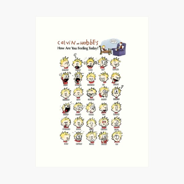 "Calvin and Hobbes Feeling Chart" Art Print for Sale by FriedeHauser ...