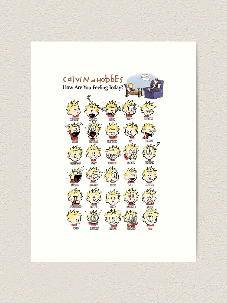 "Calvin and Hobbes Feeling Chart" Art Print for Sale by FriedeHauser ...
