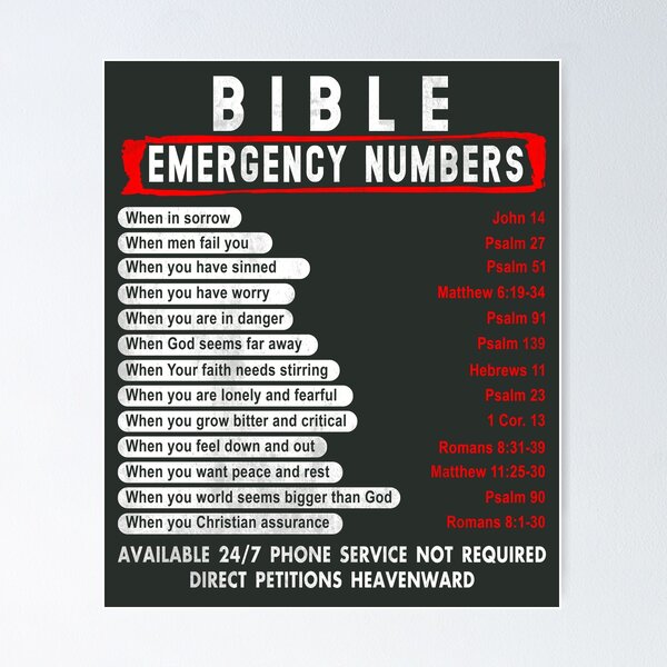" Bible Emergency Numbers" Poster for Sale by Simeon Dorelus | Redbubble