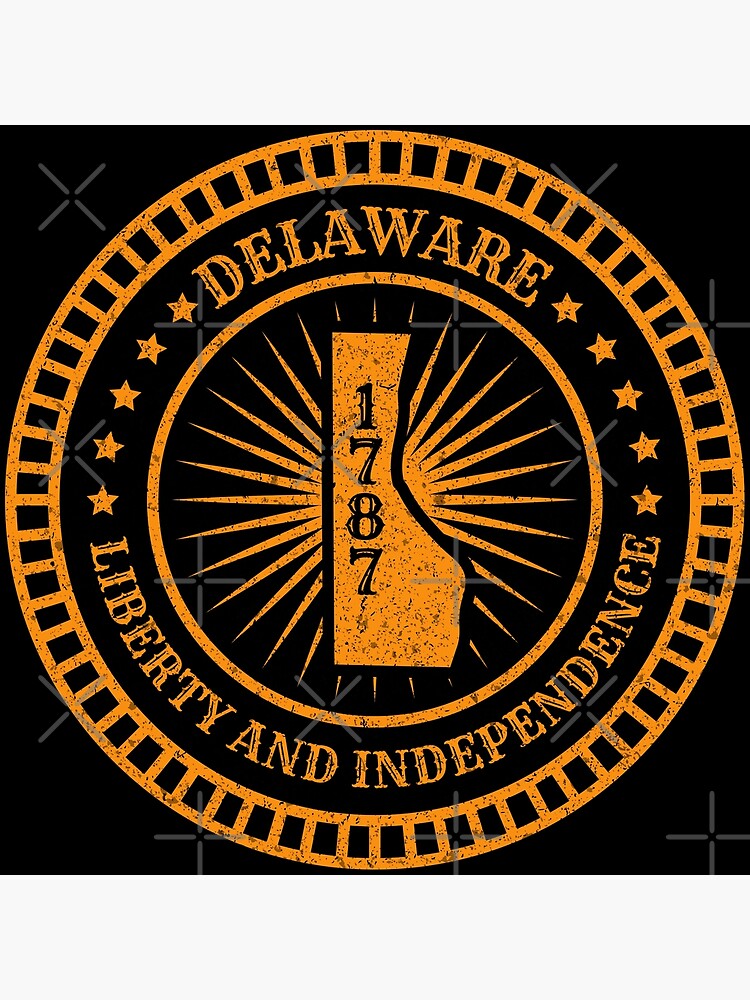 "Delaware State Map Flag - DE Motto Slogan - The First State" Poster ...