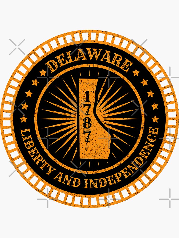 "Delaware State Map Flag - DE Motto Slogan - The First State" Sticker ...