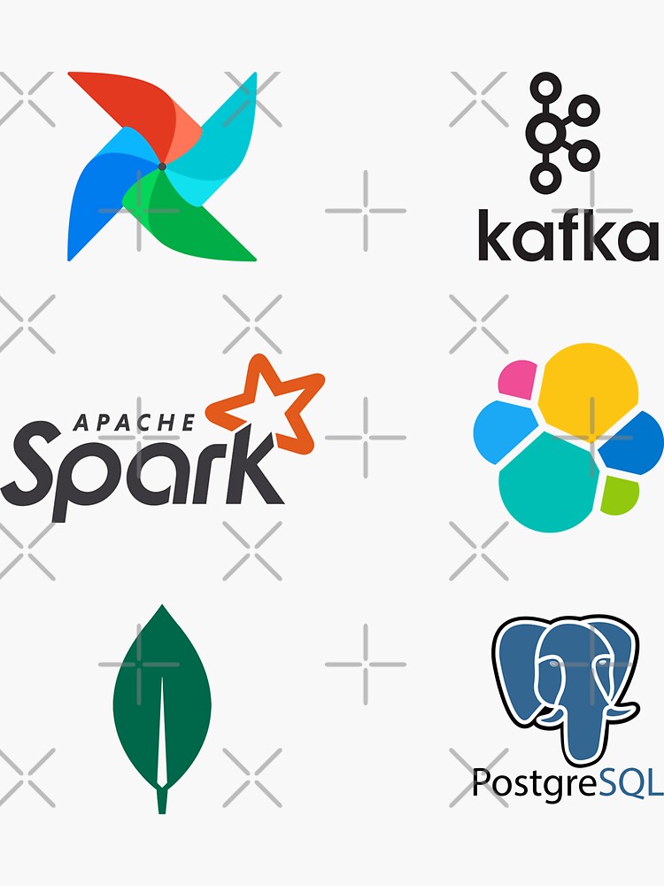 Apache Airflow Kafka Spark Elastic Mongodb Postgresql 6x Sticker Combo Pack Sticker For