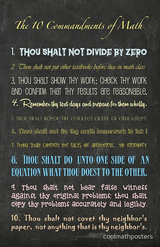 "Ten Commandments of Math" by coolmathposters | Redbubble