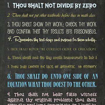 "Ten Commandments of Math" Poster for Sale by coolmathposters | Redbubble