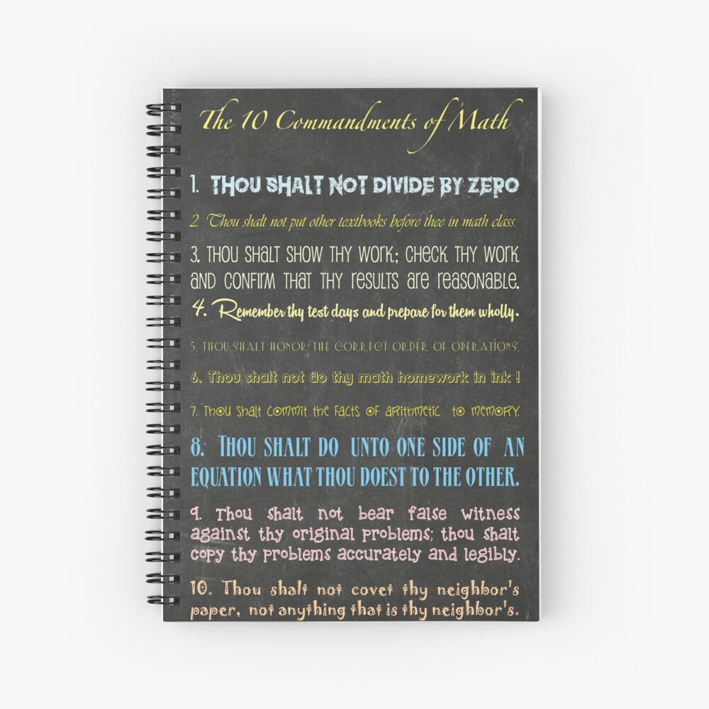 "Ten Commandments of Math" Poster for Sale by coolmathposters | Redbubble