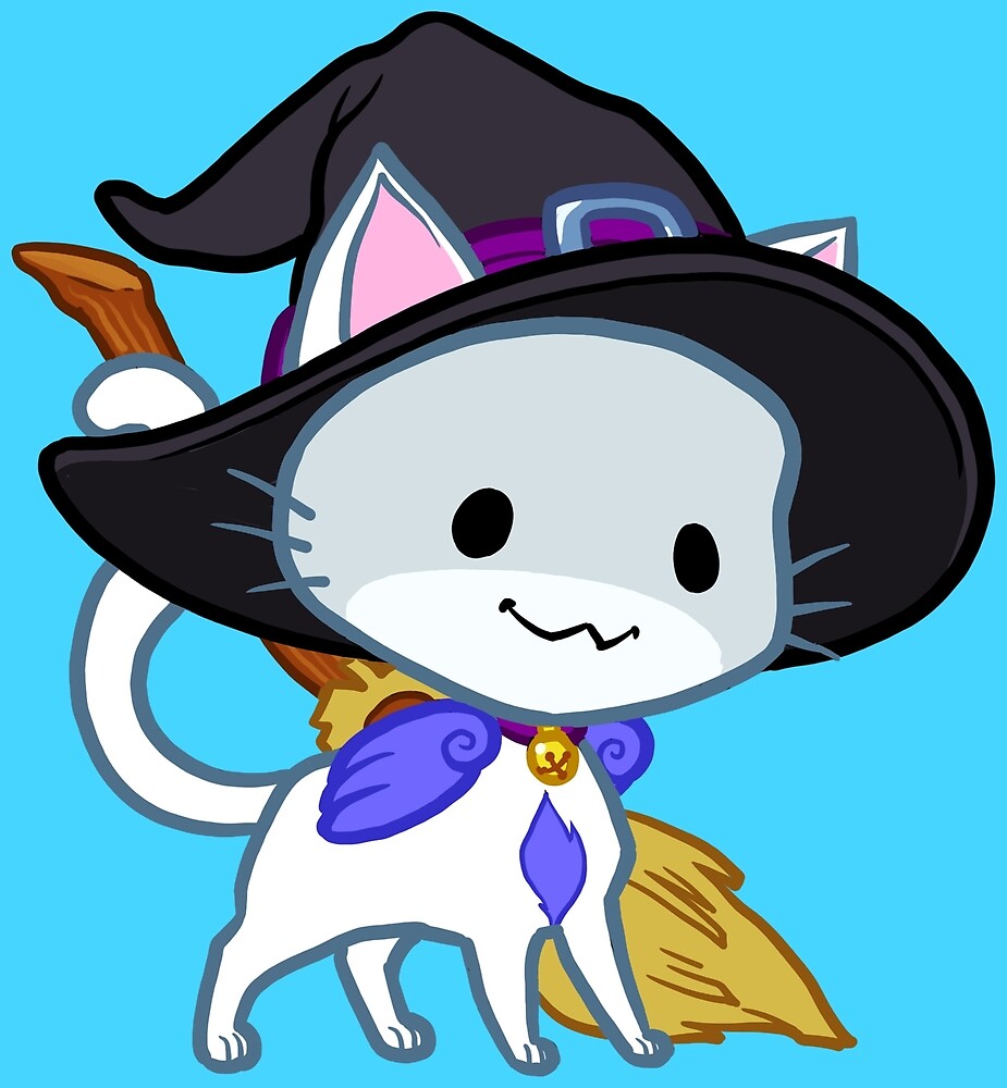 "Halloween Chibi Winged Kitty - White Witch Cat" by Julia Lichty ...