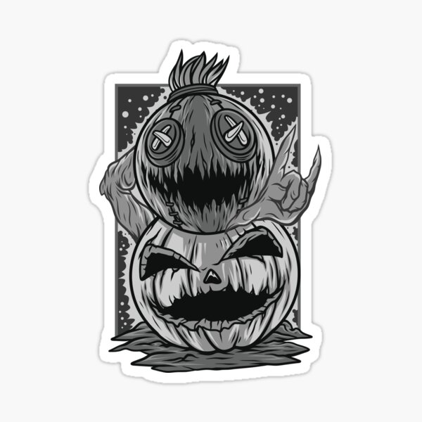 "Scary Halloween Pumpkin and Scarecrow " Sticker for Sale by Desenio-PH ...
