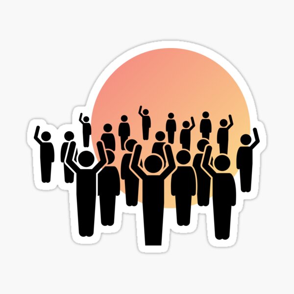 "We're in, hands up" Sticker by badbug | Redbubble