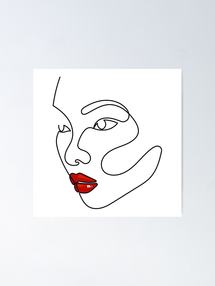 "Red | One Line Drawing | One Line Art | Minimal | Minimalist" Poster ...