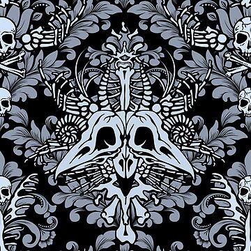"victorian gothic damask bones pattern made out of skulls and bones in ...