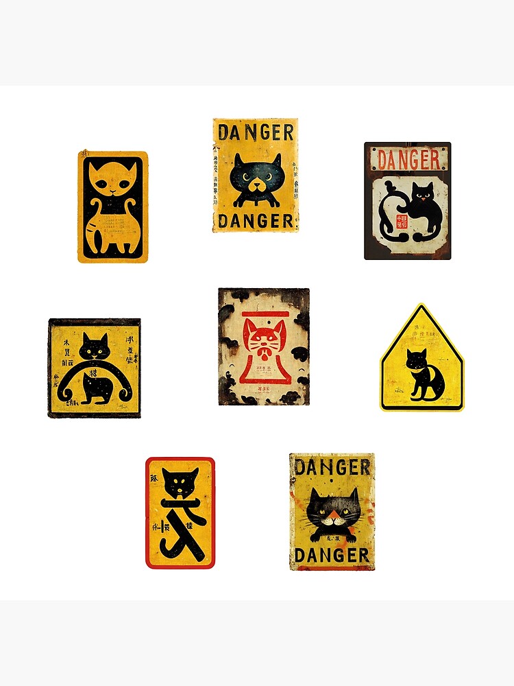 "Beware Of Cats Danger Signs sticker pack" Poster for Sale by JBNina ...
