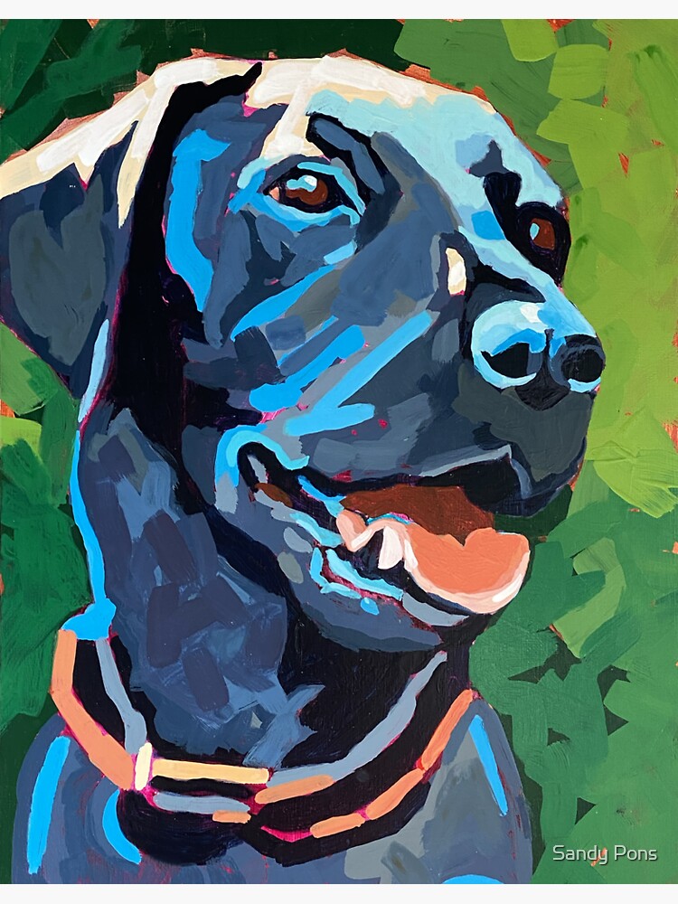 "Hand Painted Black Lab Portrait" Sticker for Sale by ponsdesign ...