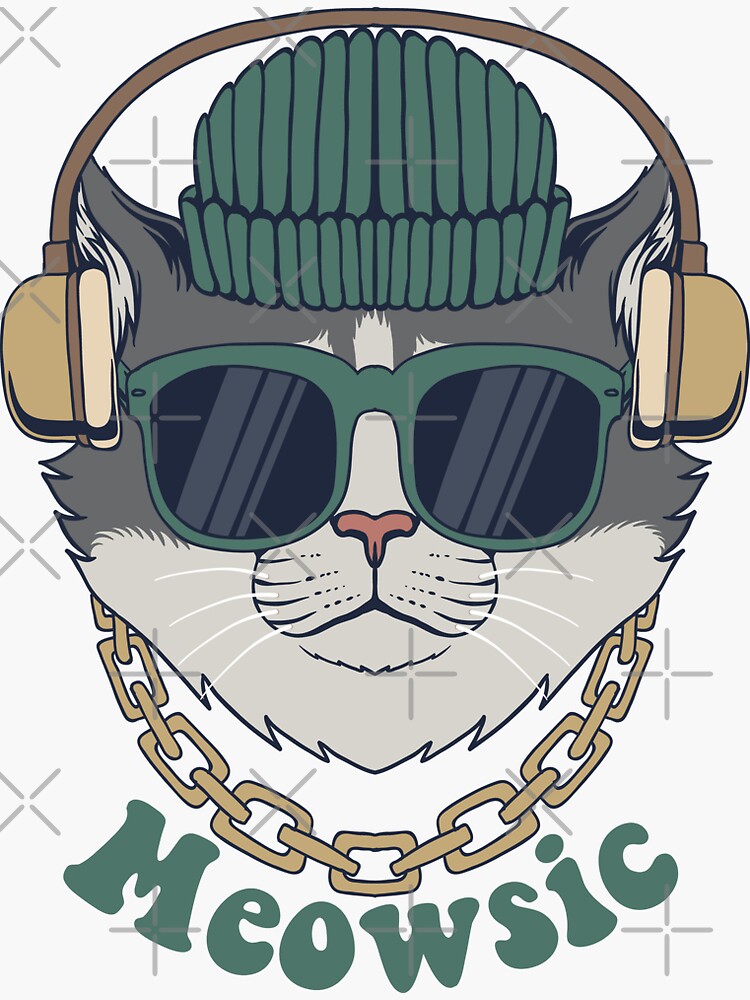 "meowsic cat music style " Sticker for Sale by Tonytops | Redbubble