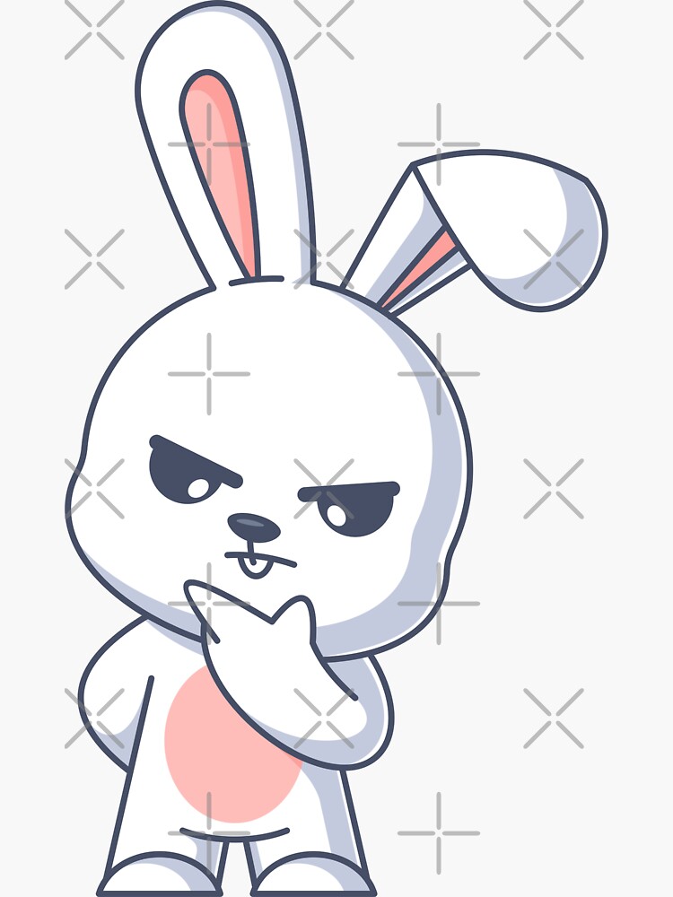 "Cute bunny is thinking seriously" Sticker for Sale by Wawadzgnstuff ...