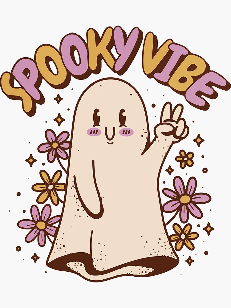 "Spooky Vibe Cute Ghost" Sticker for Sale by MFDesigns365 | Redbubble