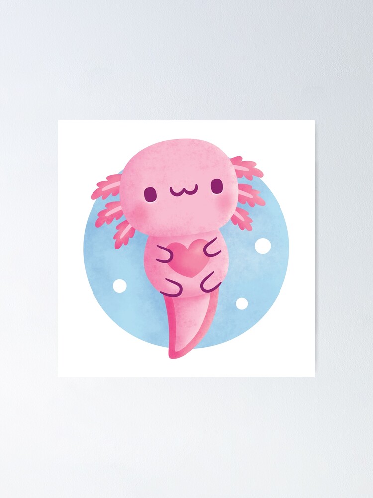"Cute Axolotl Hugging Heart" Poster for Sale by rustydoodle | Redbubble