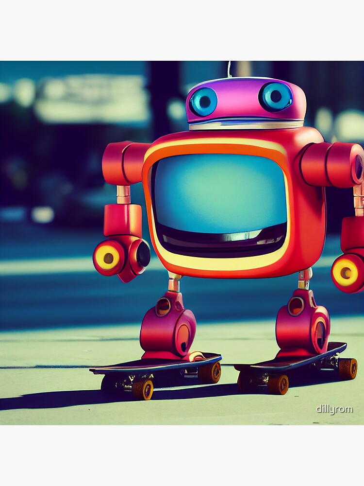 "Jeff the Robot with Skateboards for feet" Sticker for Sale by dillyrom ...