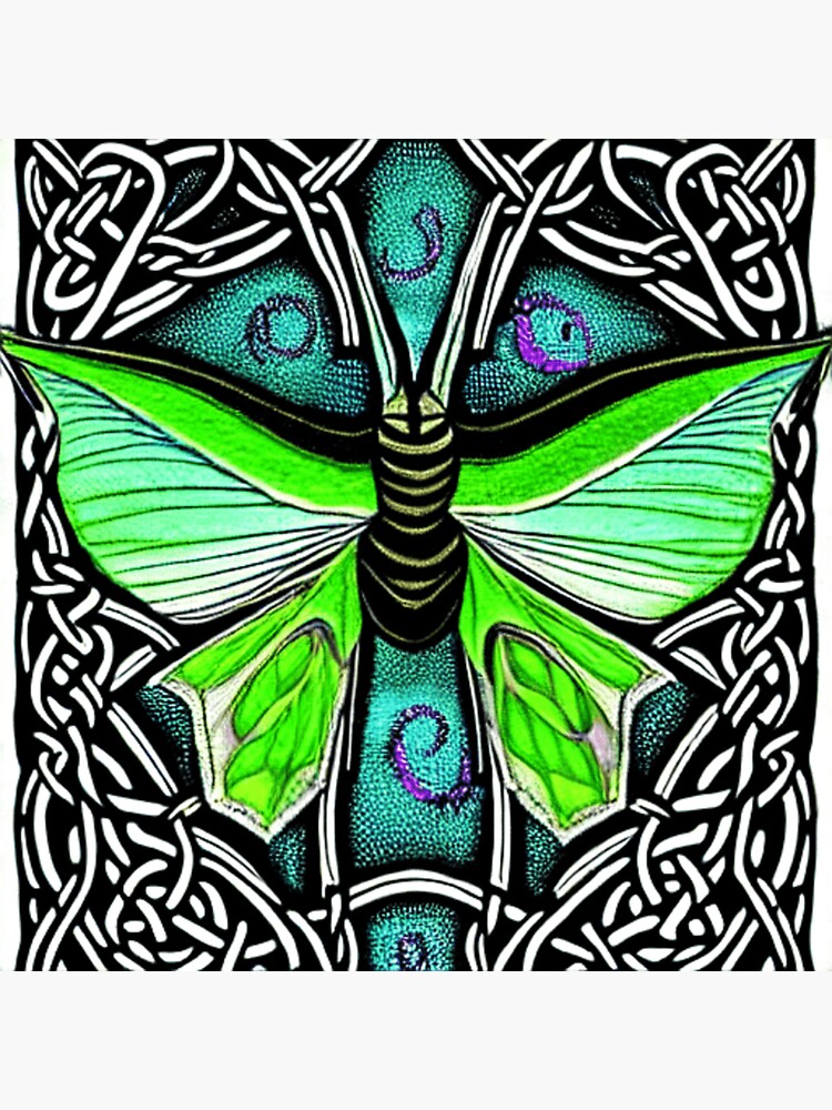 "Moth with Celtic Knotwork" Sticker for Sale by SilverFrog | Redbubble