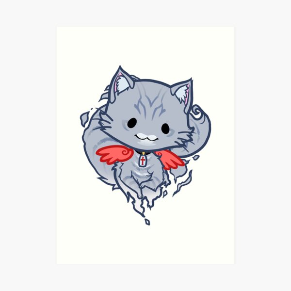 "Halloween Chibi Winged Kitty - Grey Tabby Ghost Cat" Art Print for ...