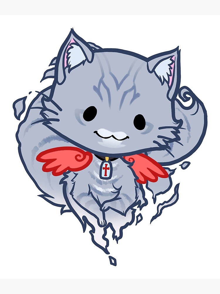 "Halloween Chibi Winged Kitty - Grey Tabby Ghost Cat" Art Print for ...
