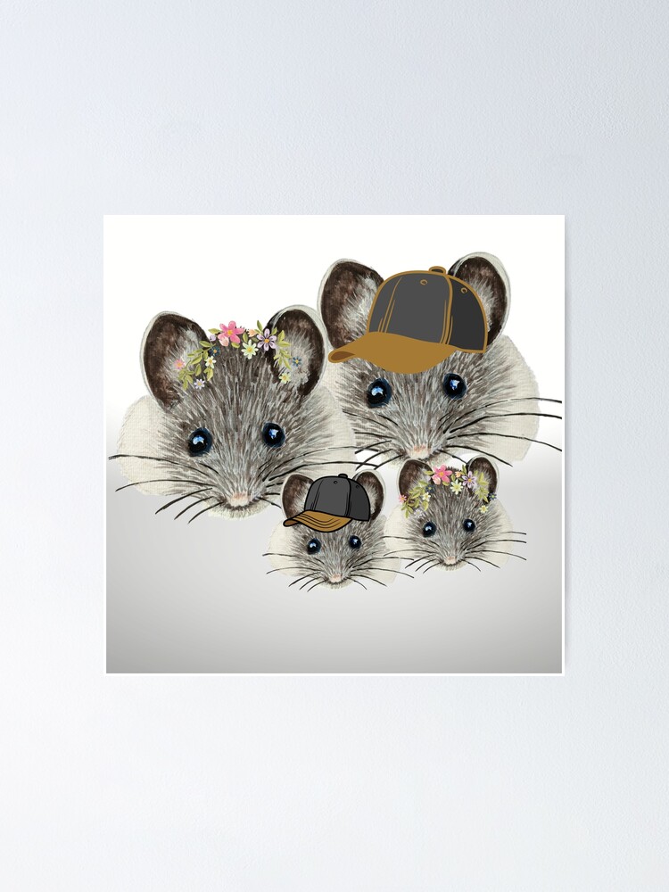 Póster «Familia de ratones con obras de arte originales pintadas en ...