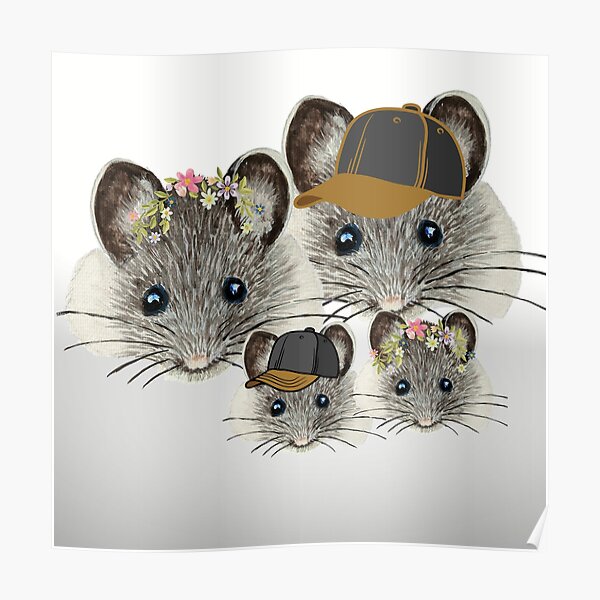 Póster «Familia de ratones con obras de arte originales pintadas en ...