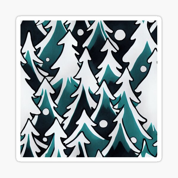 "Winter Spruce Forest Drawing" Sticker for Sale by GrimCutie | Redbubble