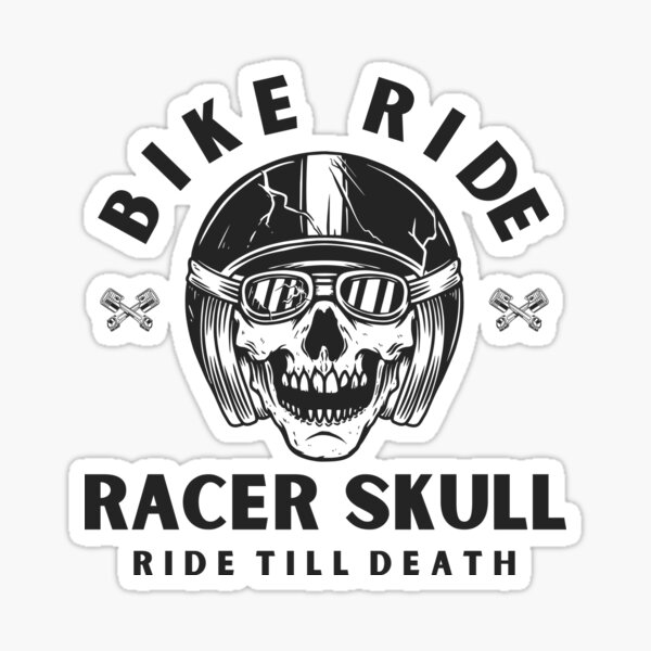 "Racer skull - Bike ride" Sticker for Sale by Jimsgreatloot | Redbubble