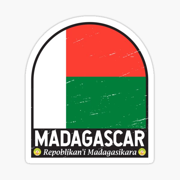 "Madagascar Flag Emblem Distressed Vintage" Sticker for Sale by ...
