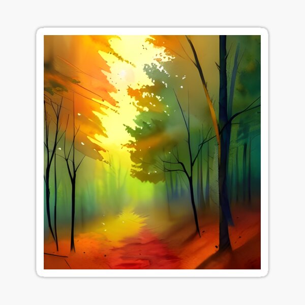 "Fall Forest Path" Sticker for Sale by RetroNeon | Redbubble