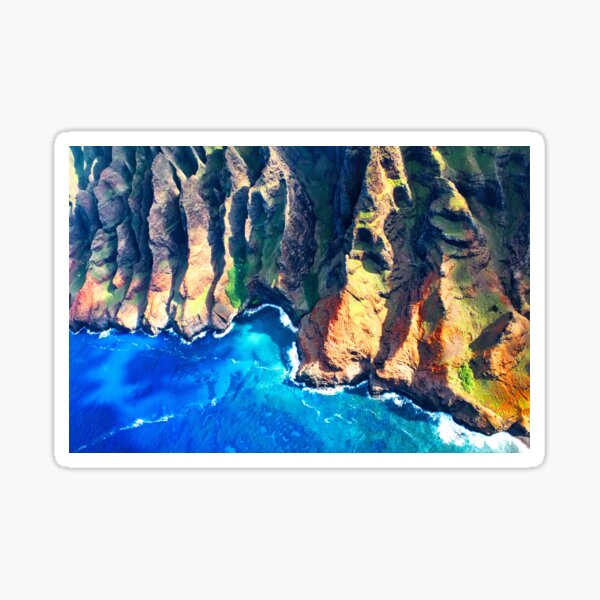 "Aerial view of the Napali Coastline in Hawaii" Sticker for Sale by ...