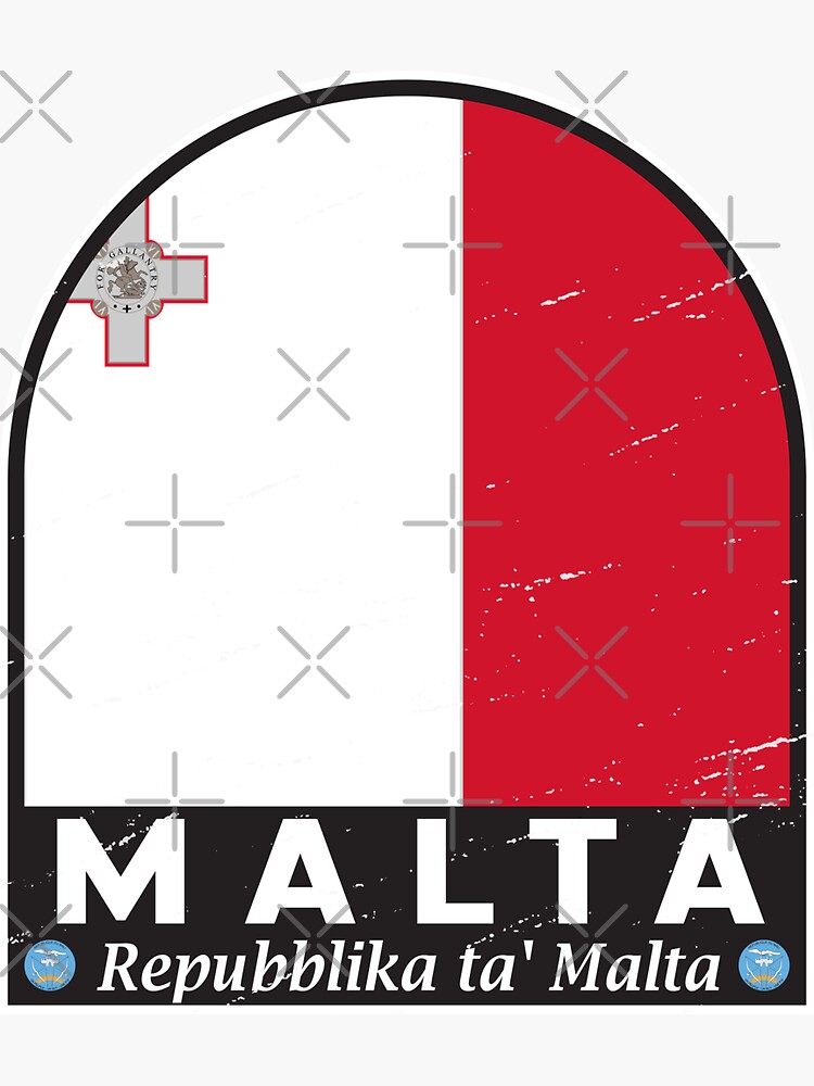 "Malta Flag Emblem Distressed Vintage" Sticker for Sale by ...