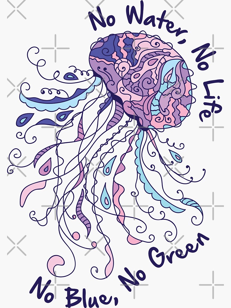 "No Water, No Life. No Blue, No Green Aquatic Life Quote" Sticker for ...