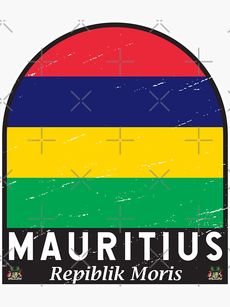 "Mauritius Flag Emblem Distressed Vintage" Sticker for Sale by ...