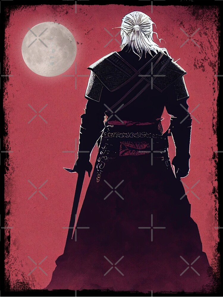 "White Wolf Howling at the Moon - Red - Fantasy Witcher" Photographic ...