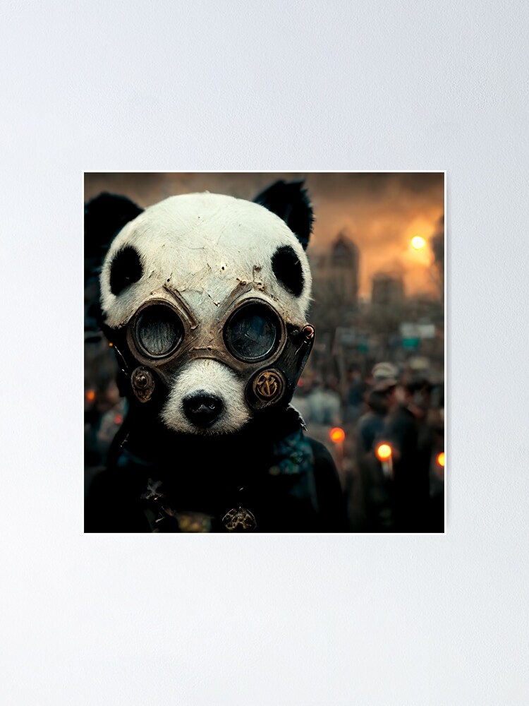 "Panda wearing a gas mask." Poster for Sale by Maniock | Redbubble