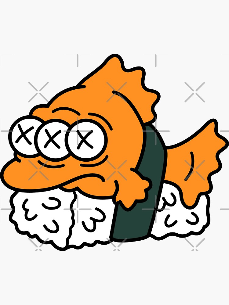 "BLINKY SUSHI - Three-Eyed Fish" Sticker for Sale by drawnye | Redbubble