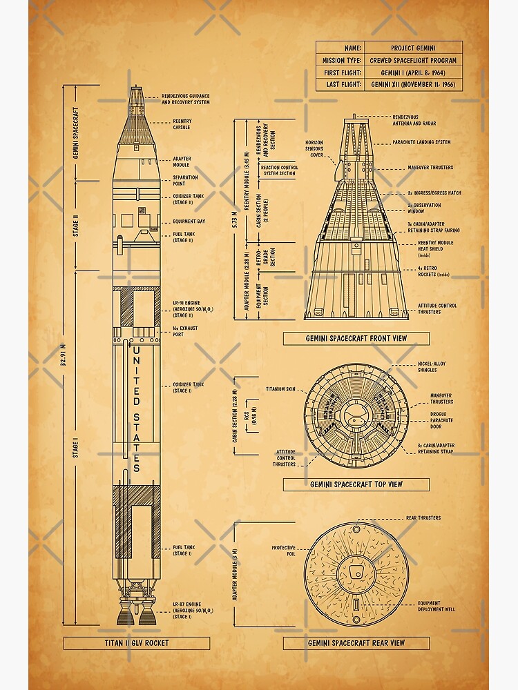 Titan Gemini Spacecraft Drawings