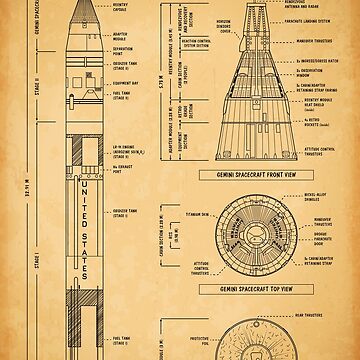 "Project Gemini - Crewed Spaceflight Program (Aged Parchment Blueprint ...