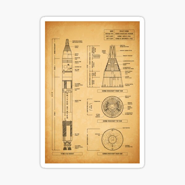 "Project Gemini - Crewed Spaceflight Program (Aged Parchment Blueprint ...