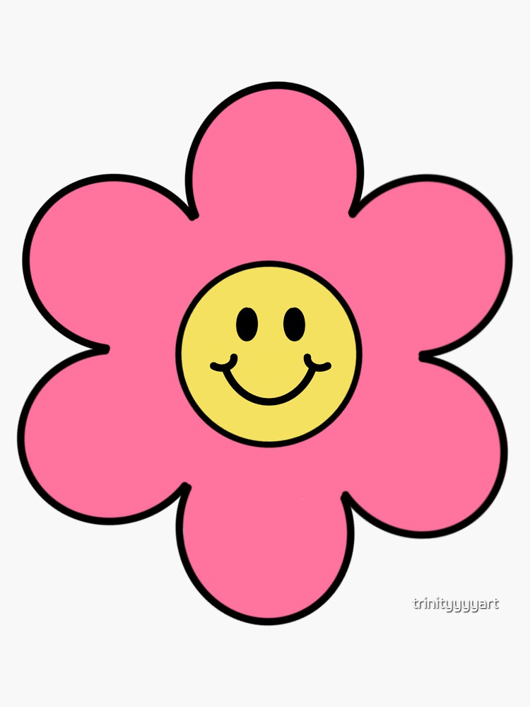 "Pink Smiley Flower " Sticker for Sale by trinityyyyart | Redbubble