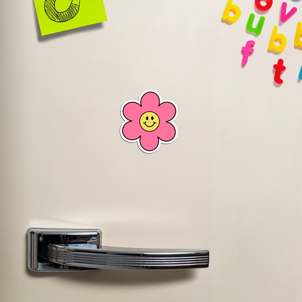 "Pink Smiley Flower " Sticker for Sale by trinityyyyart | Redbubble