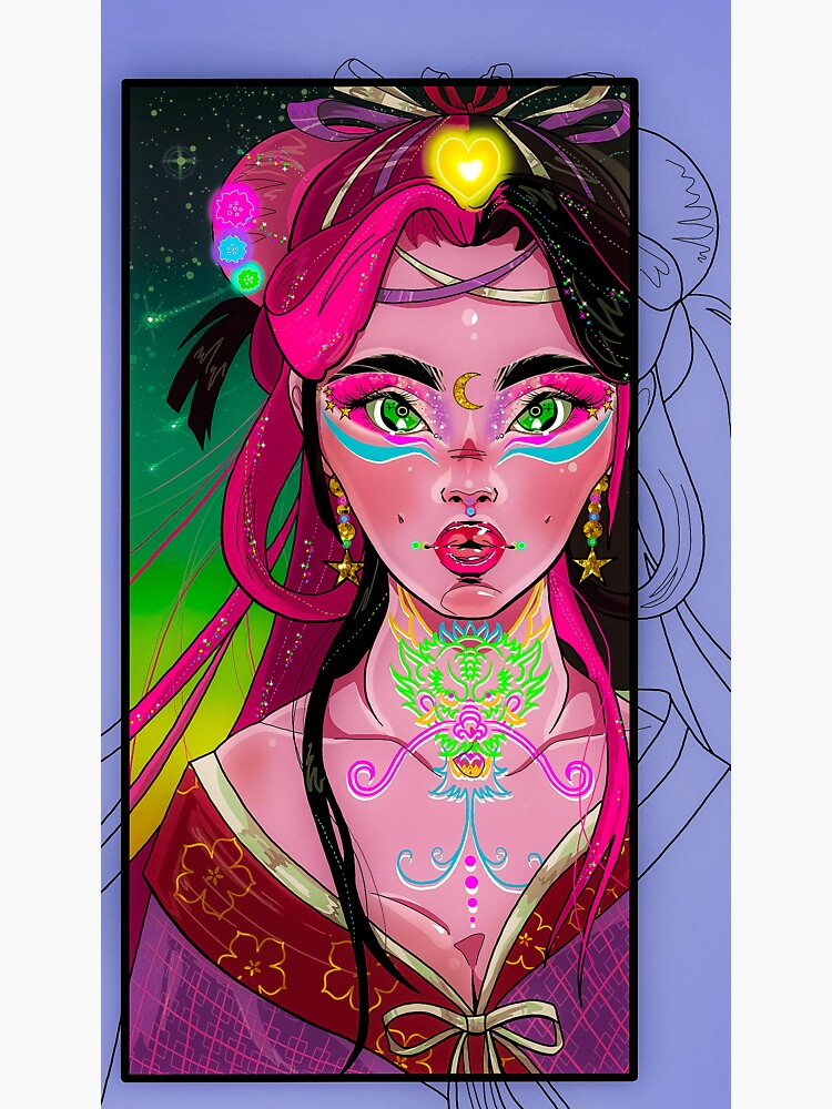 "Neon Space Princess Digital Painting" Sticker for Sale by ...
