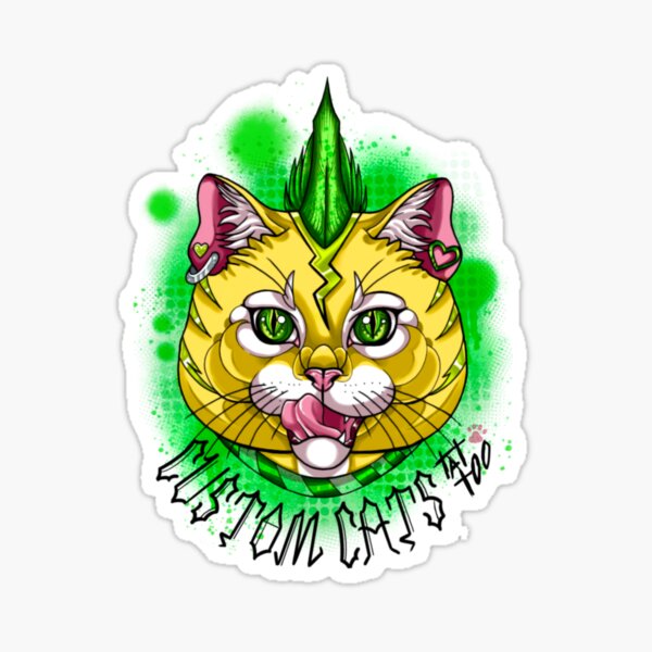 "Custom Cats Tattoo - Electric Punk Cat Merch" Sticker for Sale by ...