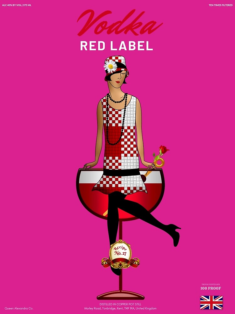 "Vintage pink label vodka alcoholic beverages flapper roaring twenties ...