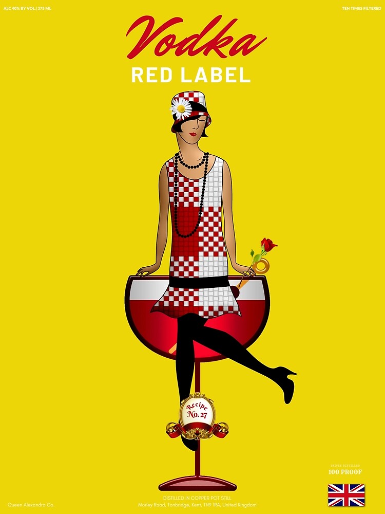 "Vintage yellow label vodka alcoholic beverages flapper roaring ...