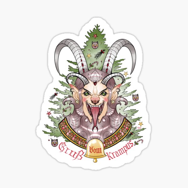 "Greetings from Krampus" Sticker for Sale by CustomCatsArt | Redbubble